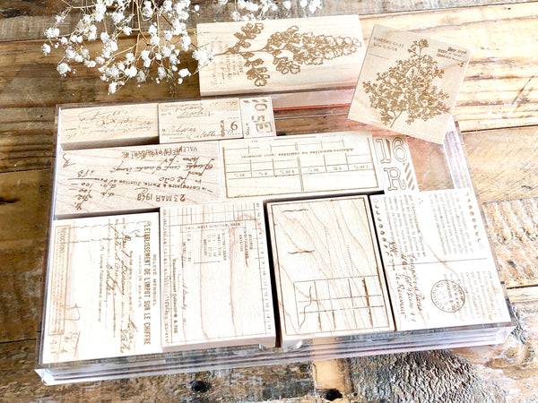 Japanese Wooden Rubber Stamps - Vintage / Antique Style Receipt Tax Fr ...